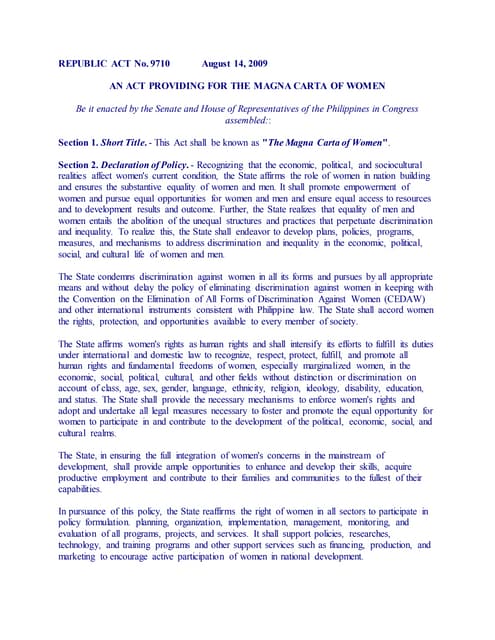 MAGNA CARTA for WOMEN R.A. 9710 | PPT