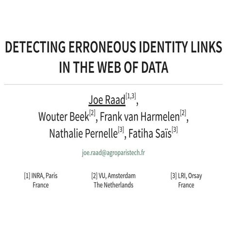 Detecting Erroneous Identity Links In The Web Of Data Ppt 9357