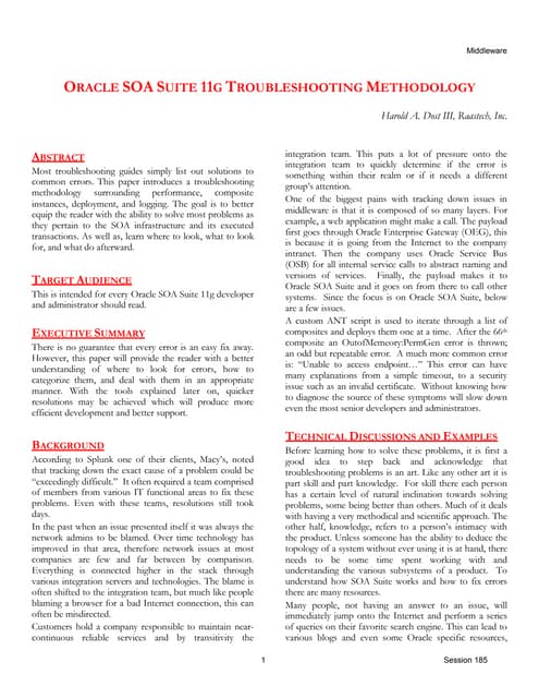 Oracle Soa Suite 11g Troubleshooting Methodology Whitepaper Pdf 2368