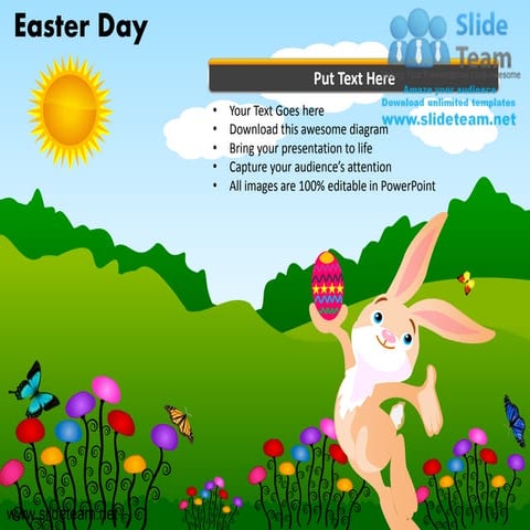 Rabbit happy easter day powerpoint templates. | PDF