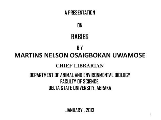 Rabies prevention and control | PPTX