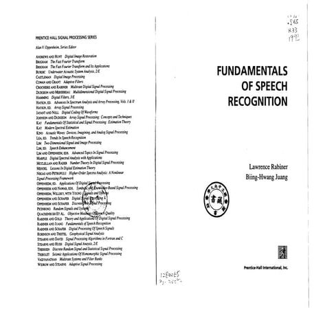 fundamentals of speech recognition | PPT