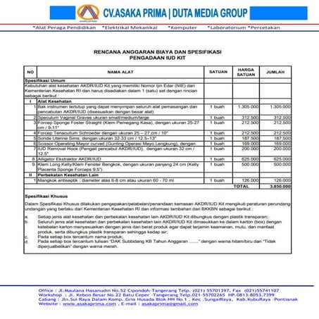 IUD KIT 2024 - distributor produk dak bkkbn 2024 | PDF