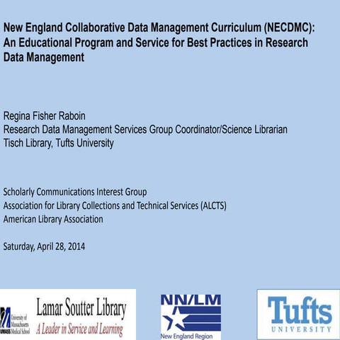 Regina Raboin introduces the New England Collaborative Data Management ...