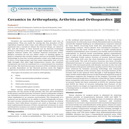 Ceramics in Arthroplasty, Arthritis and Orthopaedics-Crimson Publishers ...