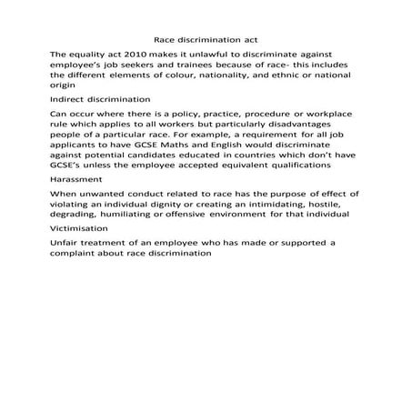 Race discrimination act | DOCX