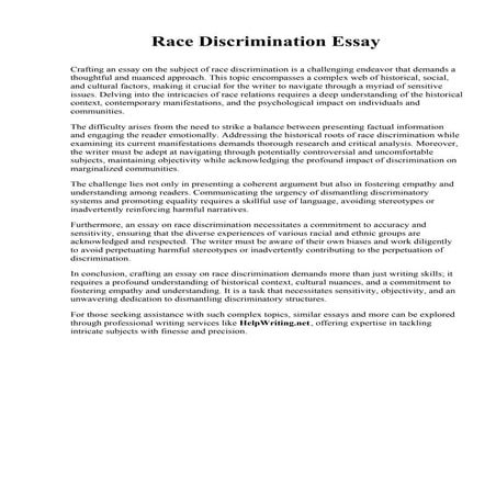 Race Discrimination Essay | PDF