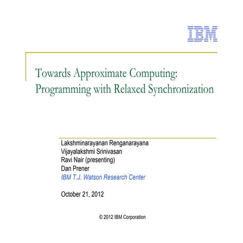 Programming with Relaxed Synchronization | PDF