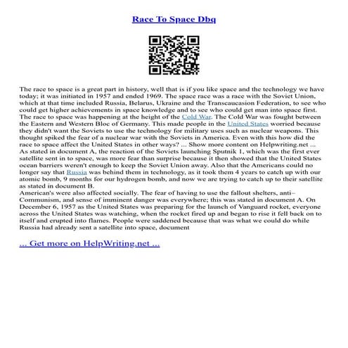 Race To Space Dbq | PDF