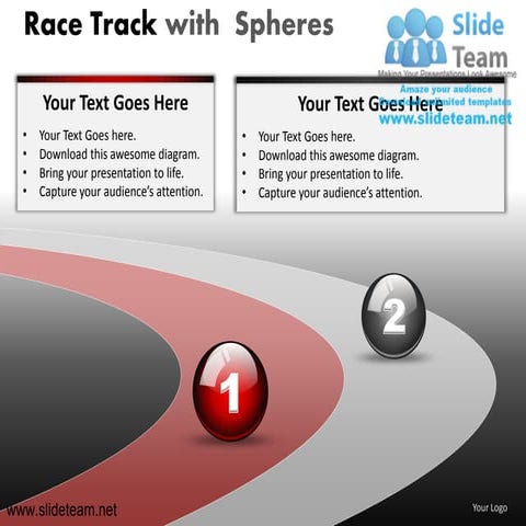 Race track with spheres playrs winning powerpoint presentation ...