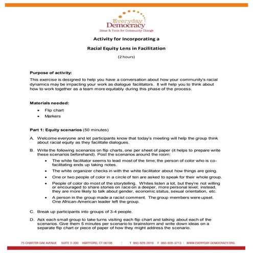Activity for Incorporating a Racial Equity Lens in Facilitation | DOC