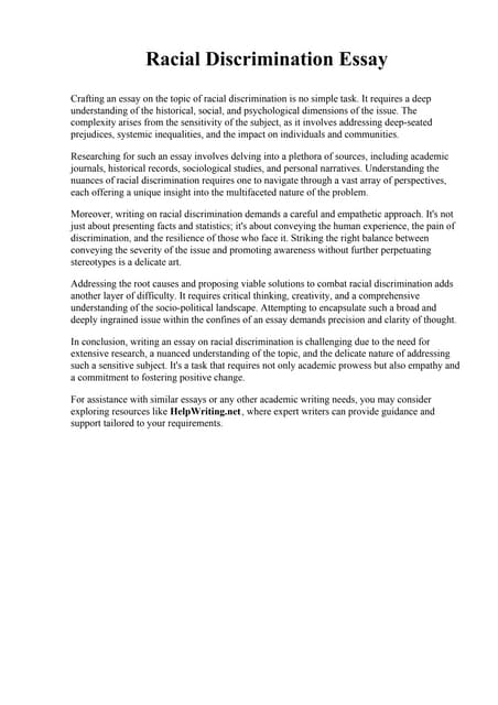 Essay About Racial Discrimination. Regent University | PDF