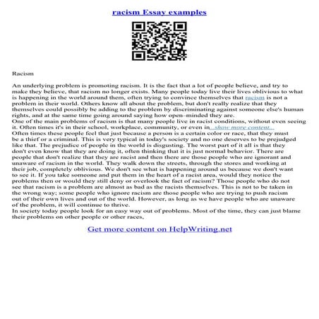 Racial Discrimination Essay Examples | PDF