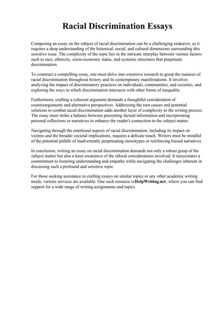 Essay On Racial Discrimination | PDF
