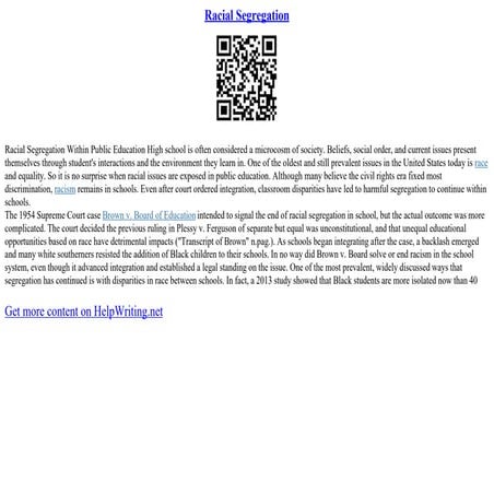 Racial Segregation | PDF | Debated Sensitive Social Issues | Sensitive ...