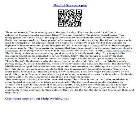 Racial Stereotypes | PDF