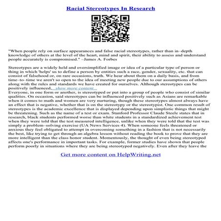 Racial Stereotypes Essay | PDF