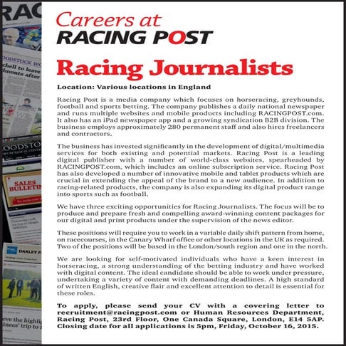 Racing Post - Racing journalists | PDF