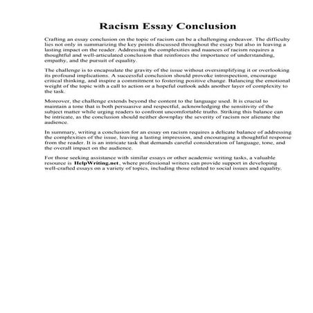 Racism Essay Conclusion. Why is Racism a Problem? - Free Essay Example ...