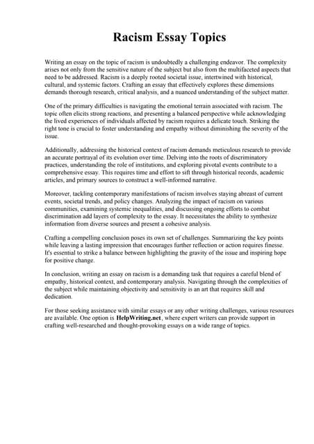 Racial Discrimination Essay. Maria College | PDF