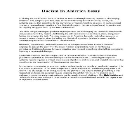 Racism In America Essay.pdfRacism In America Essay | PDF