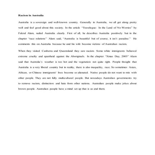 Racism in australia | DOCX