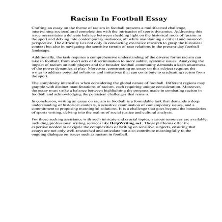 Racism In Football Essay | PDF