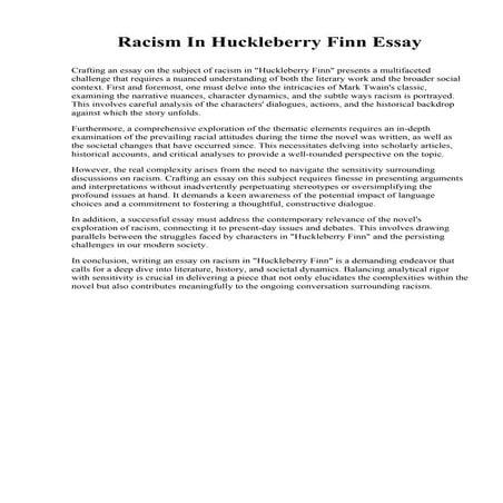 Essay On Huckleberry Finn | PDF