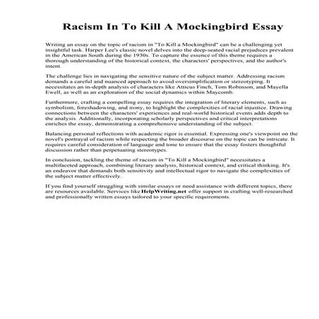 Racism In To Kill A Mockingbird Essay.pdf