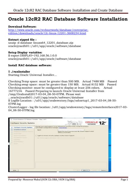 Oracle 12cr2 Rac Database Software Installation And Create Database Pdf