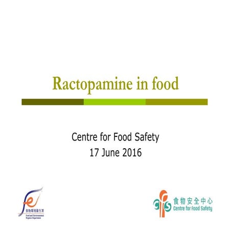 Ractopamine in Food - HK TCF 2016 | PDF