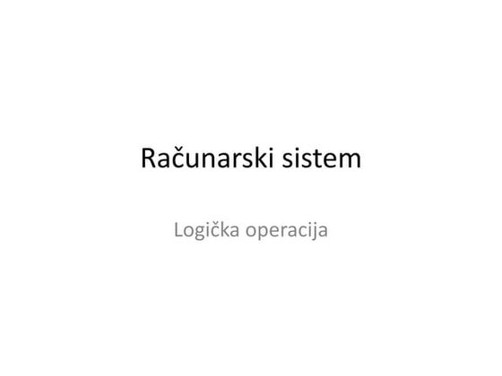 Racunarski sistemi | PPT