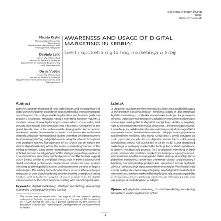 Awareness and Usage of Digital Marketing in Serbia | PDF