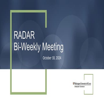 Introduction for RADAR system RADAR Biweekly Meeting | PPT