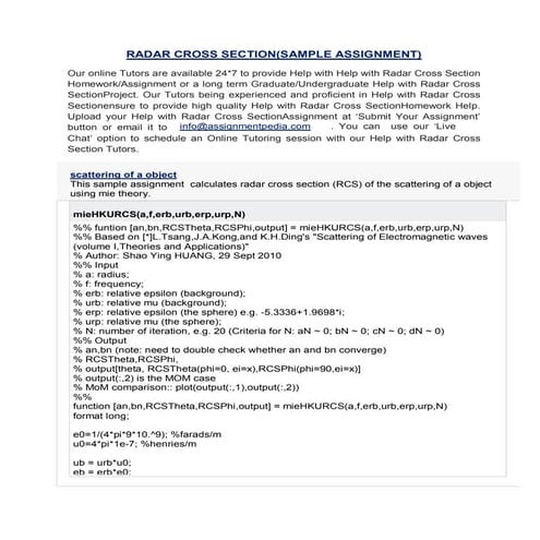 Radar Cross Section Project Pdf Physics Science