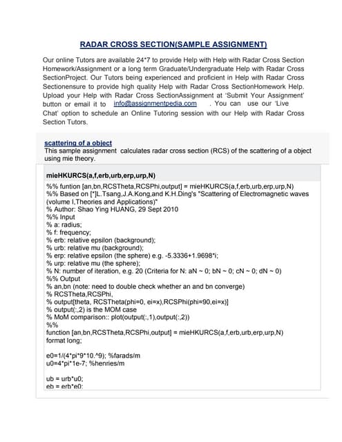 Radar Cross Section Project Pdf Physics Science