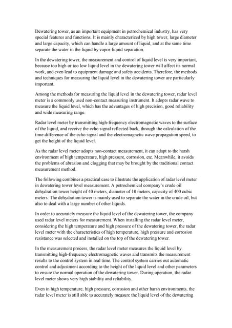 Application Of Guided Wave Radar Level Meter In The Level Measurement ...