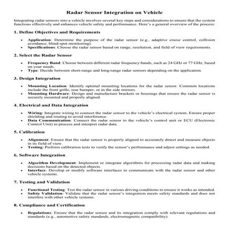 Radar Sensor Integration on Vehicle. | PDF