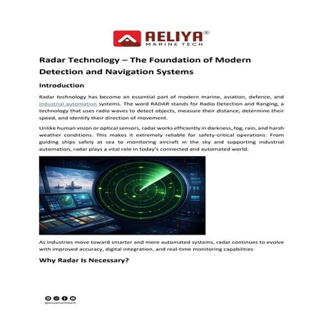 Radar Technology – The Foundation of Modern Detection and Navigation ...