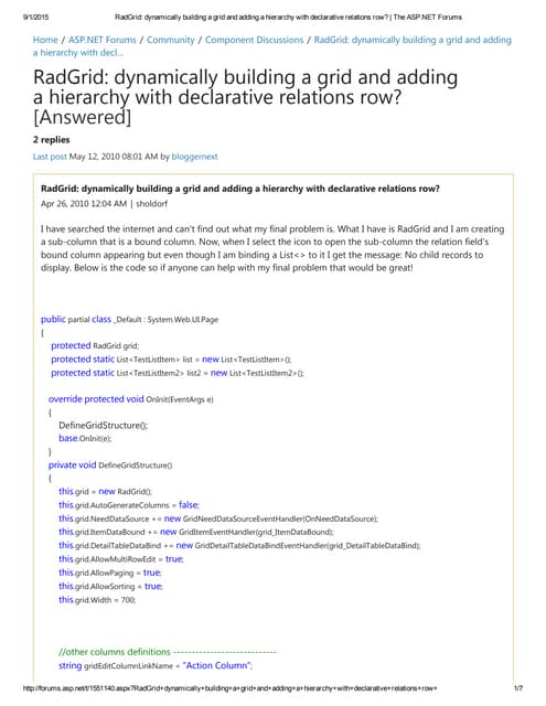 Rad Grid Dynamically Building A Grid And Adding A Hierarchy With Declarative Relations Row