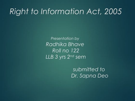 Right to information act, 2005 | PPT