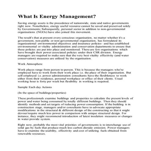 Introduction to Energy Management | PDF