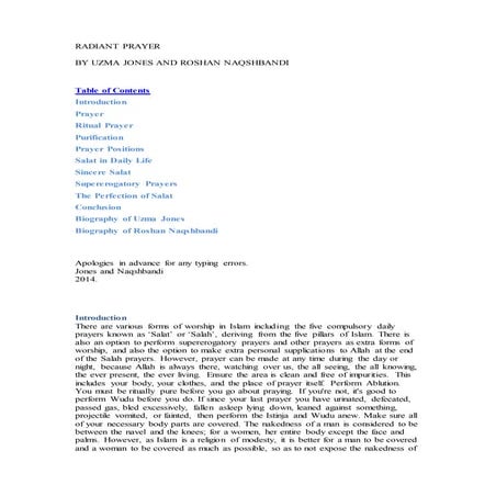 Radiant Prayer (Islamic Text) | DOCX