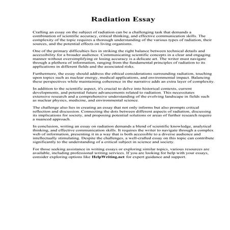 Radiation Essay. John Patrick University of Health and Applied Sciences ...