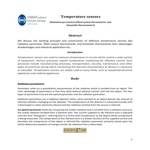 Radiation pyrometry and temperature sensor | PDF