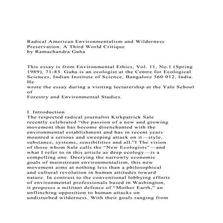 Radical American Environmentalism and Wilderness Preservatio.docx