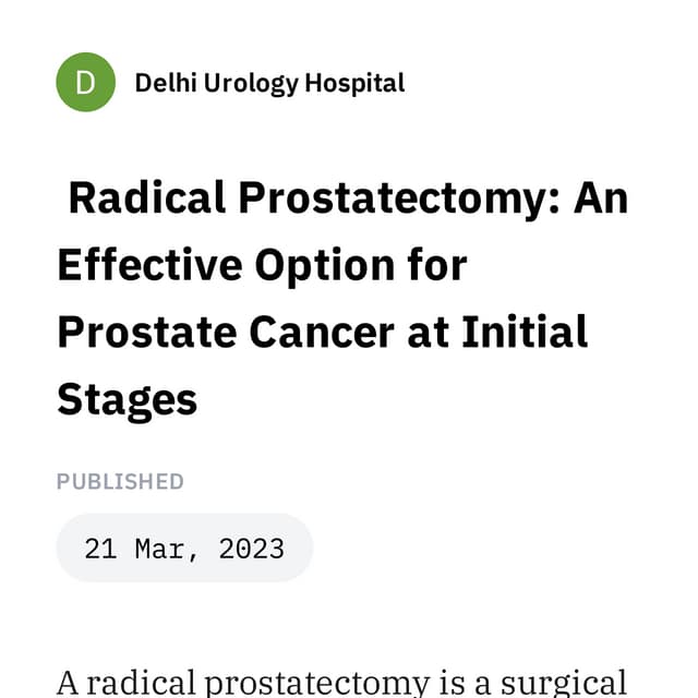 Radical Prostatectomy: An Effective Option for Prostate Cancer at ...