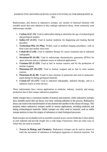 Application of radioisotopes | PPTX