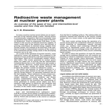 Radioactive waste management nuclear plants for class | PDF