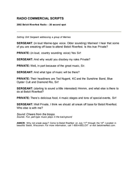 Example radio script | PDF